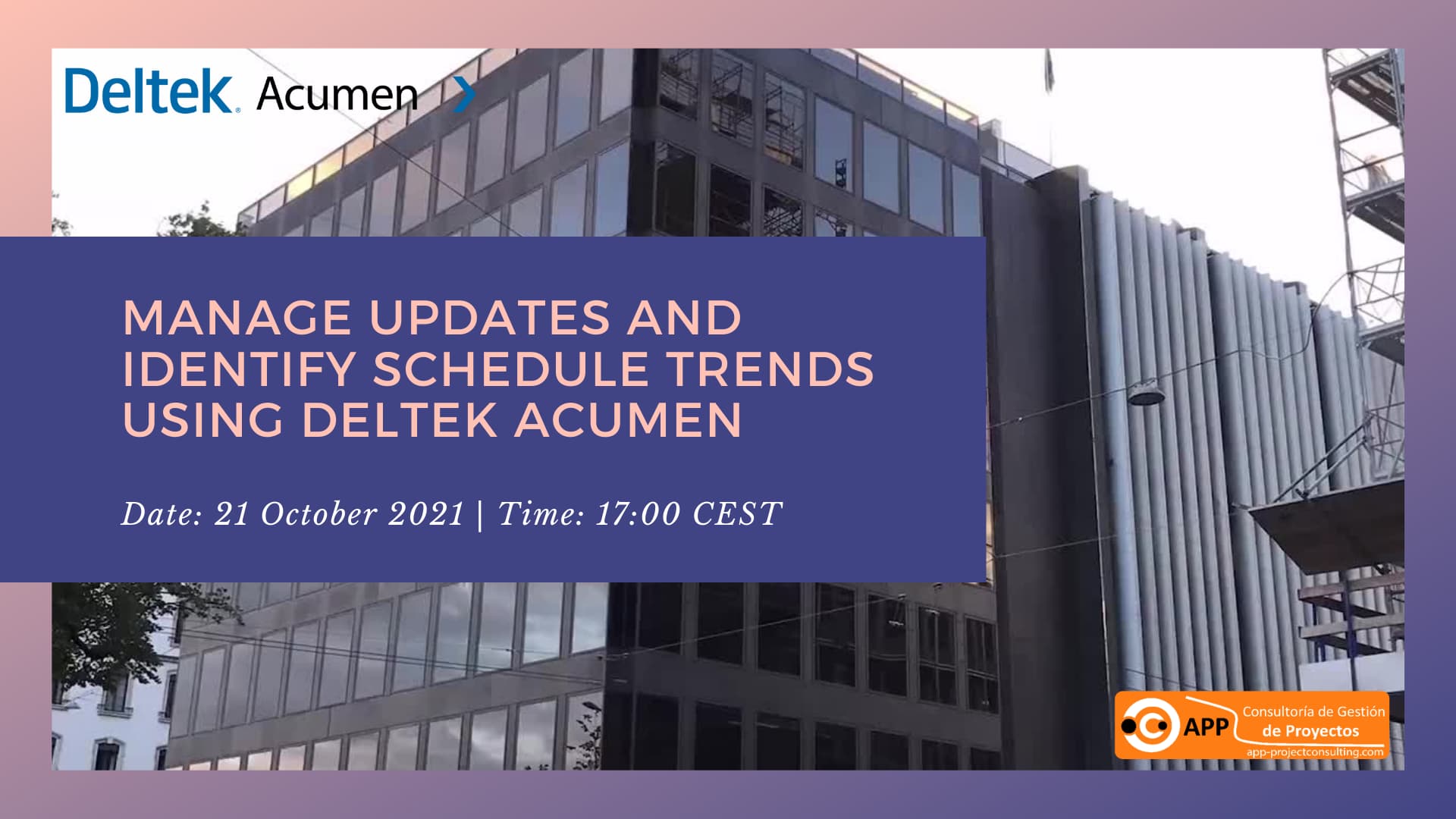 Manage Updates and Identify Schedule Trends using Deltek Acumen - APP ...